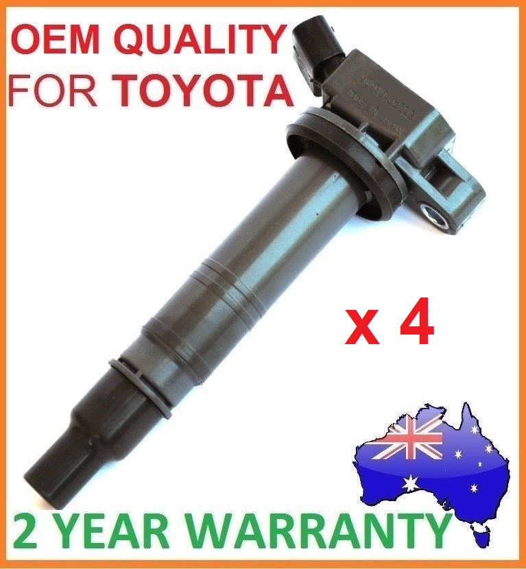 IGNITION COILS x 4 for TOYOTA CAMRY / HIACE / RAV4 / HILUX / TARAGO 2 ...